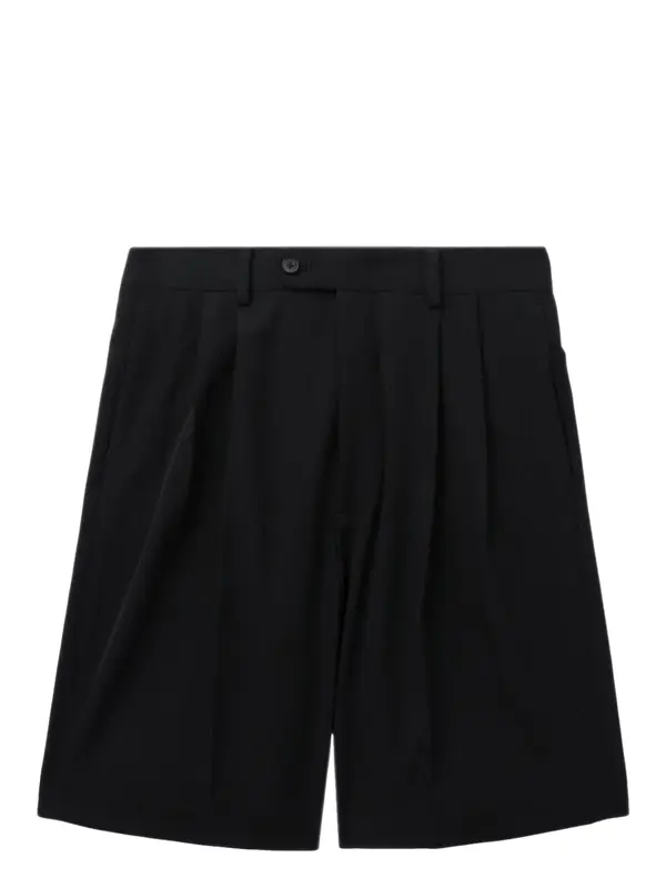 Auralee Pleated Wool-gabardine Shorts - Black