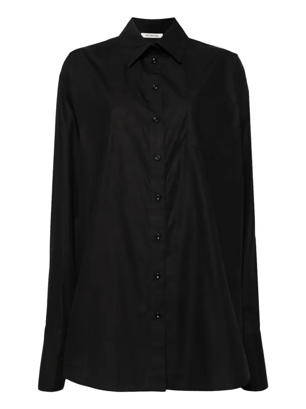 PETER DO Side-stripe Cotton Shirt - Black