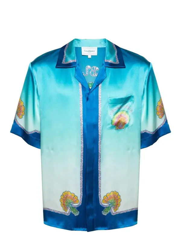 Casablanca Coquillage Coloré Silk Shirt - Blue