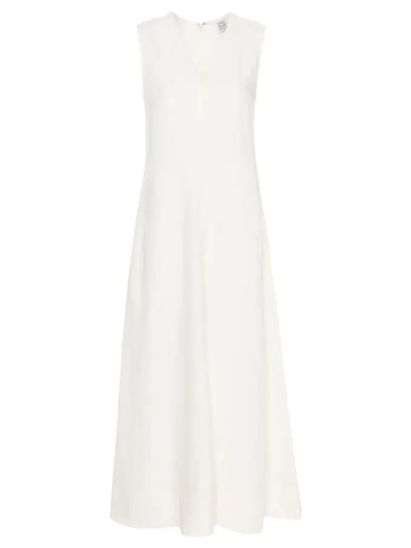 TOTEME V-neck Flared Maxi Dress - White