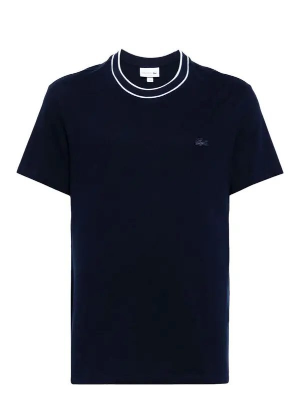 Lacoste Crocodile-appliqué Crew-neck T-shirt - Blue