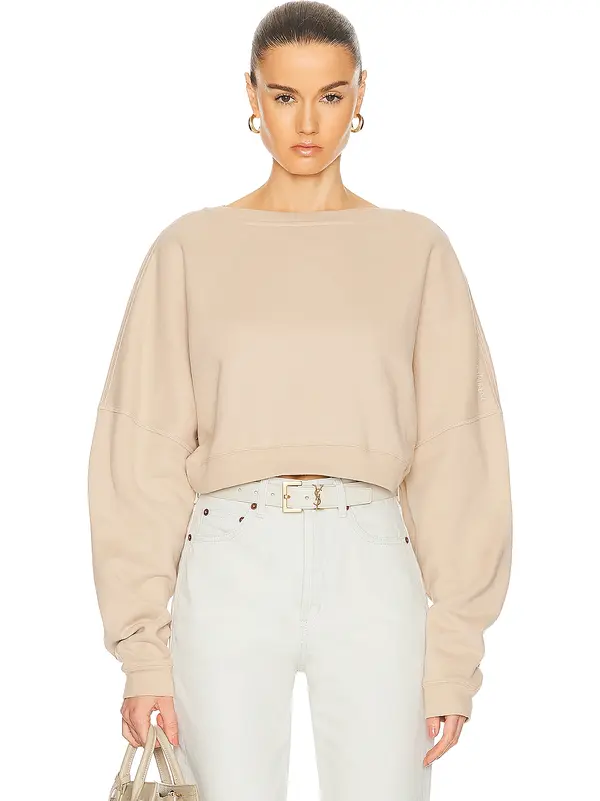 Saint Laurent Cropped Sweatshirt - Poudre