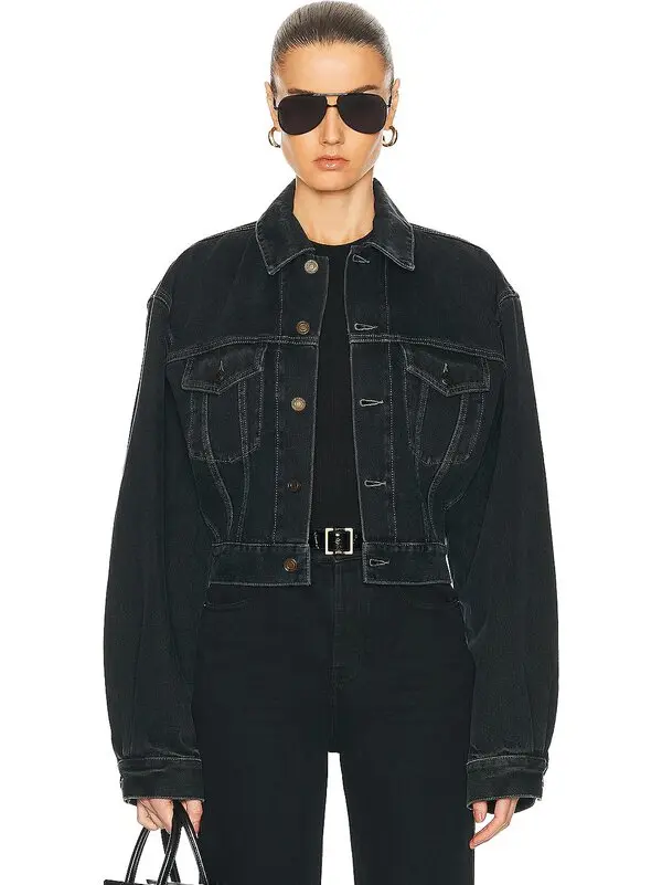 Saint Laurent Neo 80's Denim Jacket - Dark Blue Black