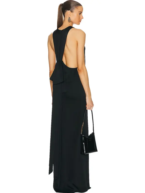 Saint Laurent Satin Maxi Dress - Noir