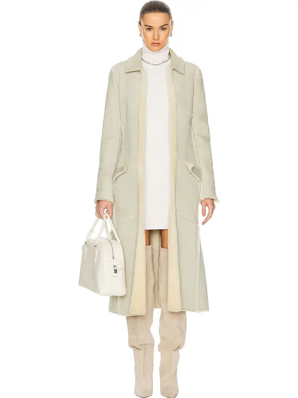 Chanel Vintage Shearling Coat - Light Grey