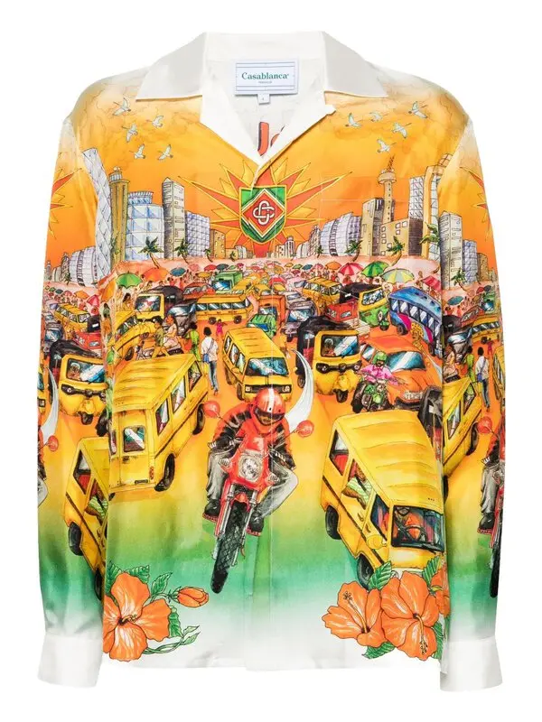 Casablanca Traffic Silk Shirt - Orange