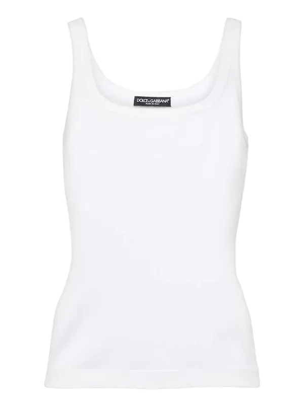 Dolce & Gabbana Ribbed-knit Cotton Tank Top - White