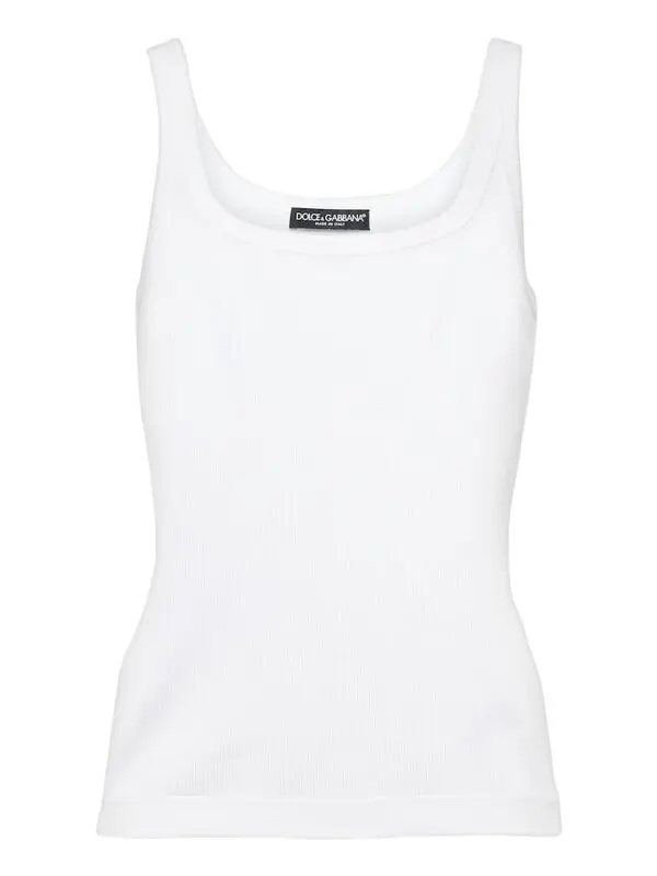 Dolce & Gabbana Ribbed-knit Cotton Tank Top - White