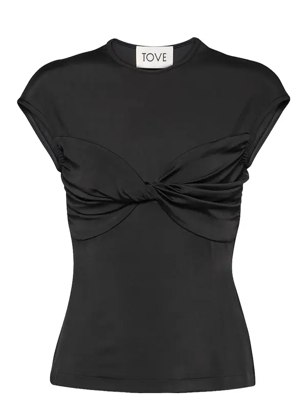 Tove Paola Twist-detail Jersey Top - Black
