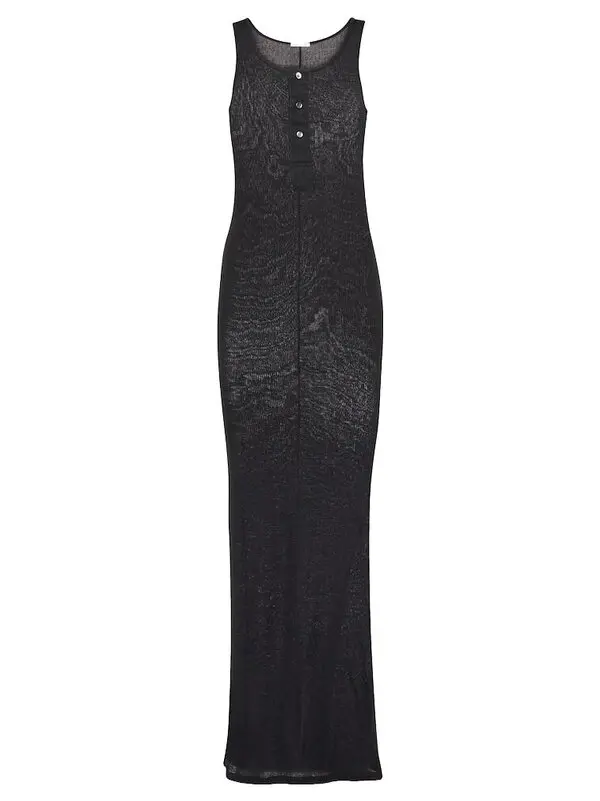 AMI Paris Knitted Cotton Maxi Dress - Black