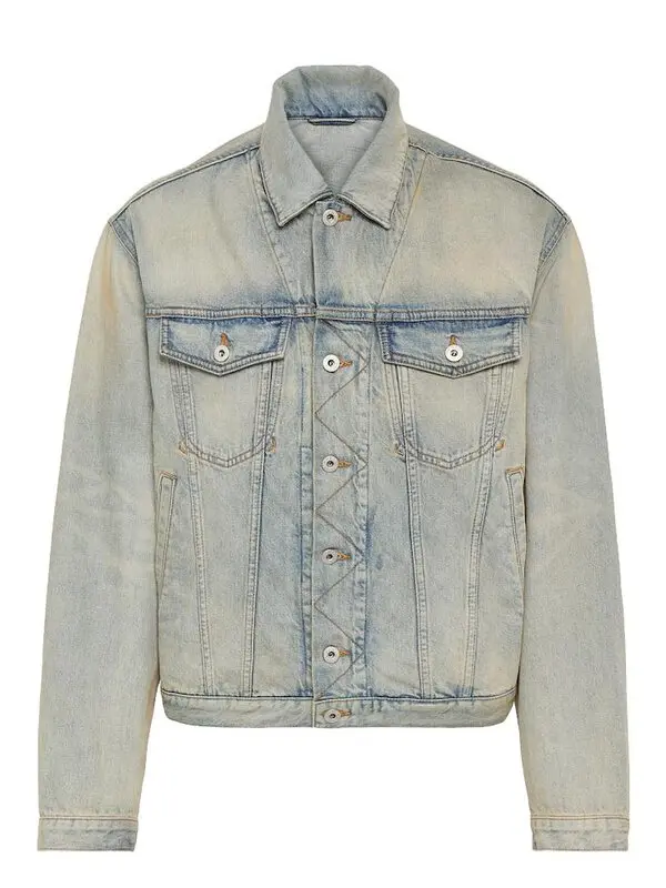 Kenzo Drawn Varsity Embroidered Denim Jacket - Blue