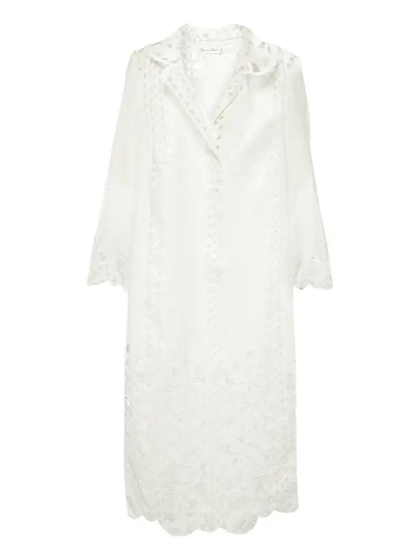 Oscar De La Renta Floral Trellis Guipure Lace Tunic - White