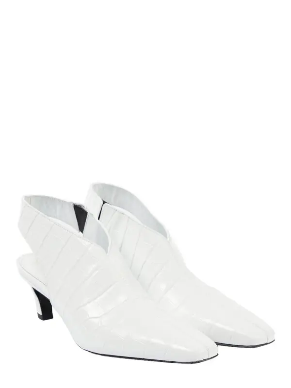 TOTEME The Croco Slim Leather Slingback Pumps - White