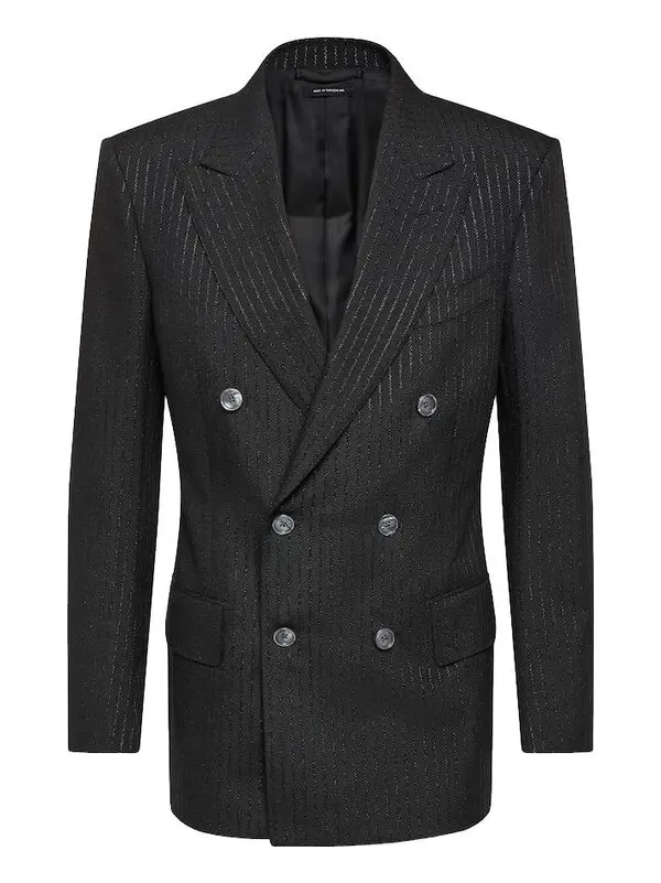 TOM FORD Atticus Striped Mohair-blend Jacquard Blazer - Black