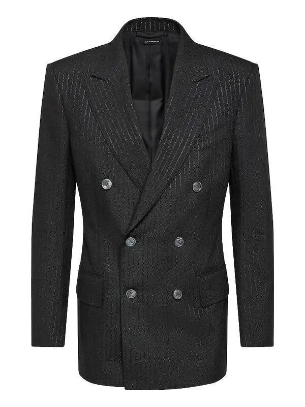 TOM FORD Atticus Striped Mohair-blend Jacquard Blazer - Black