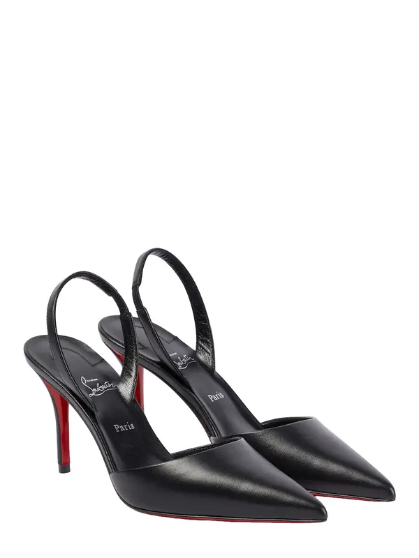CHRISTIAN LOUBOUTIN Apostropha Leather Slingback Pumps - Black