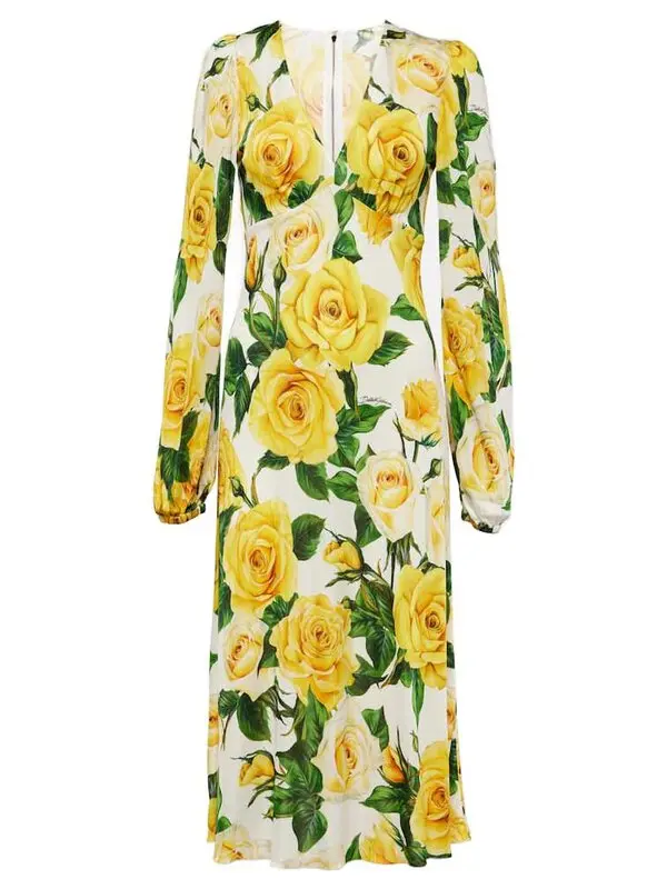 Dolce & Gabbana Floral-print Midi Dress - White