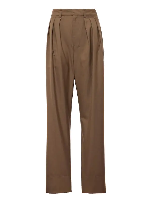 LEMAIRE High-rise Straight Pants - Brown
