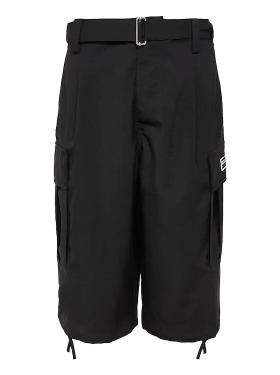 Kenzo Virgin Wool Cargo Shorts - Black