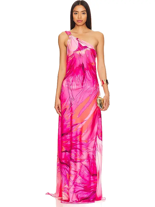 Hemant & Nandita Abira One Shoulder Maxi Dress - Pink