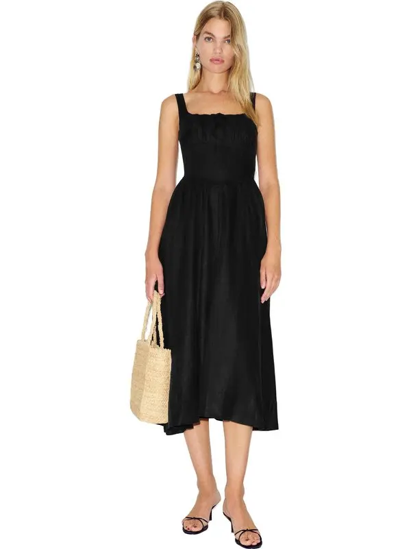 REFORMATION Balia Linen Maxi Dress - Black