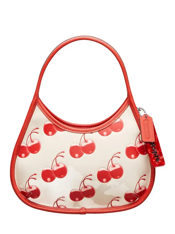 COACHTOPIA Ergo Shoulder Bag In Leather With Cherry Print - Cloud Multi