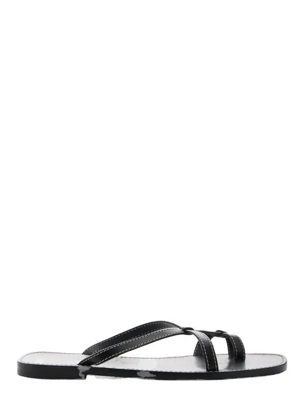 THE ROW Link Leather Sandals - Black