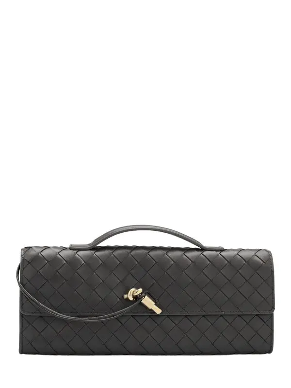 Bottega Veneta Long Andiamo Intrecciato Leather Clutch - Black