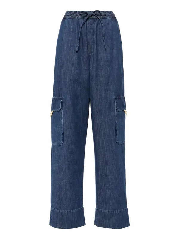 Valentino Garavani Vgold Wide-leg Cargo Jeans - Blue