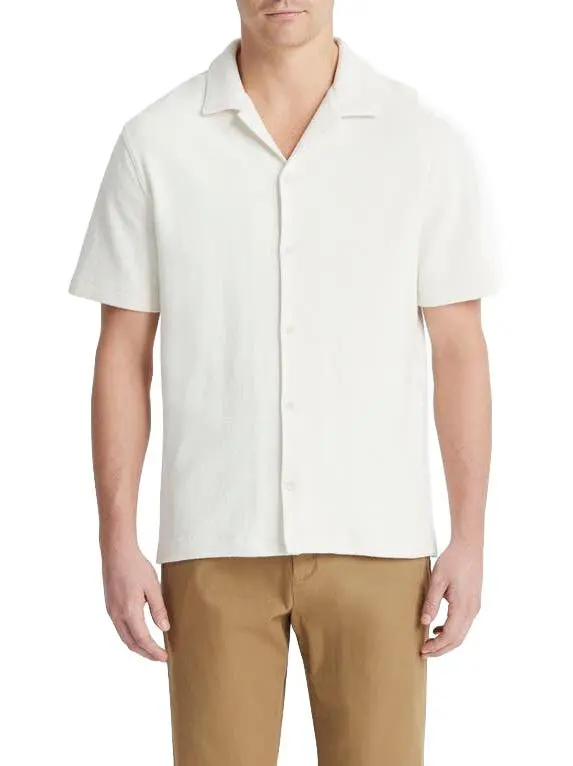 Vince Bouclé Knit Short Sleeve Camp Shirt - Bone