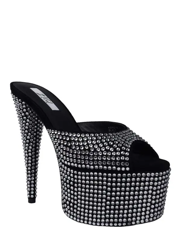 ZIGI Karsyn Embellished Platform Sandal - Black Leather