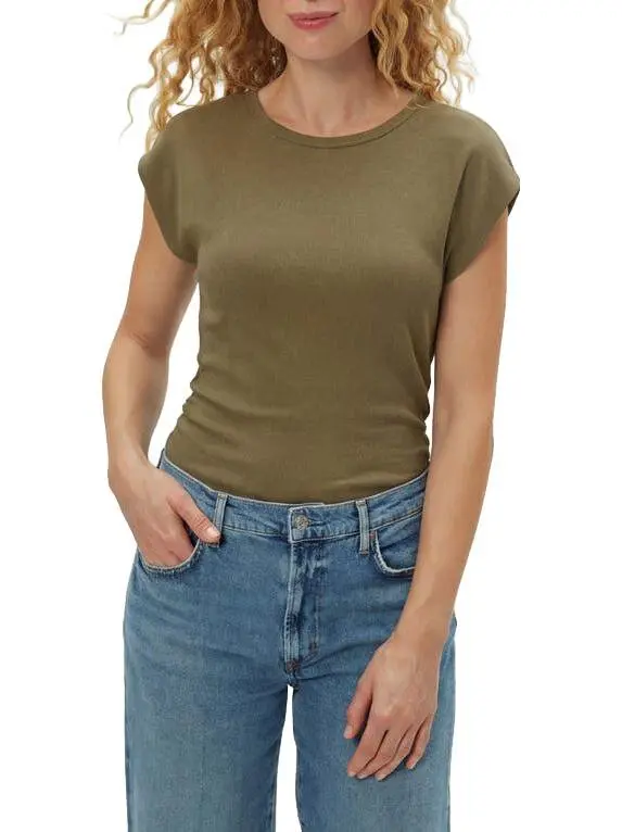 Michael Stars Joni Power Shoulder Rib Top - Caper