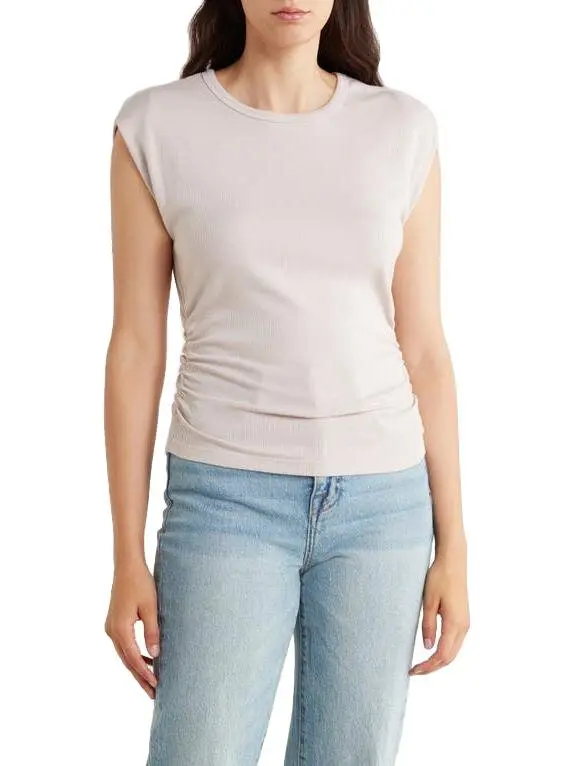 Michael Stars Joni Power Shoulder Rib Top - Cement