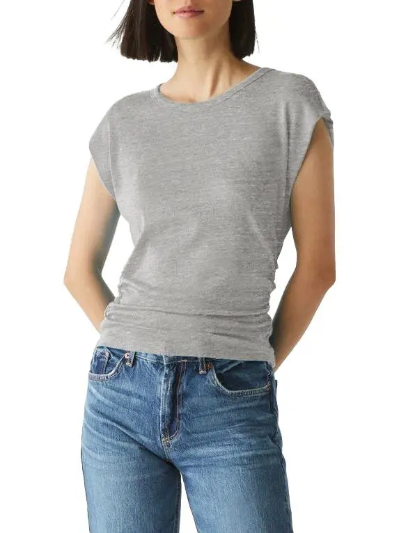 Michael Stars Joni Power Shoulder Rib Top - Heather Grey