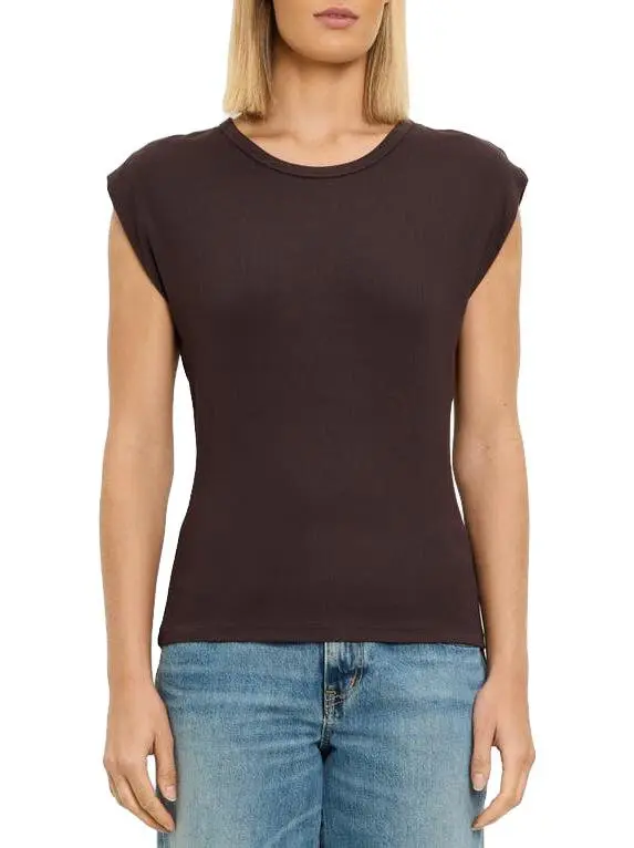 Michael Stars Joni Power Shoulder Rib Top - Java