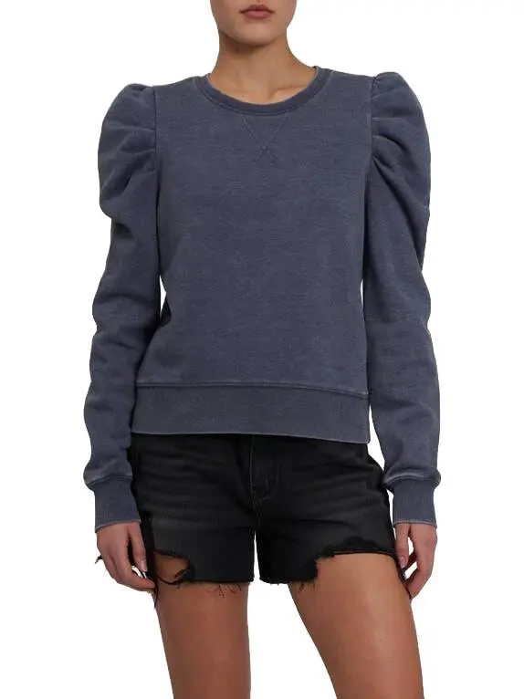 Rebecca Minkoff Janine Puff Sleeve Sweatshirt - Indigo Acid Wash