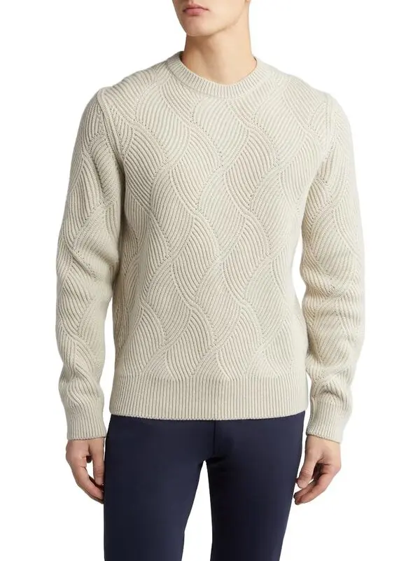 Hugo Boss Boss Mezzo Wool & Cashmere Crewneck Sweater - Light Beige