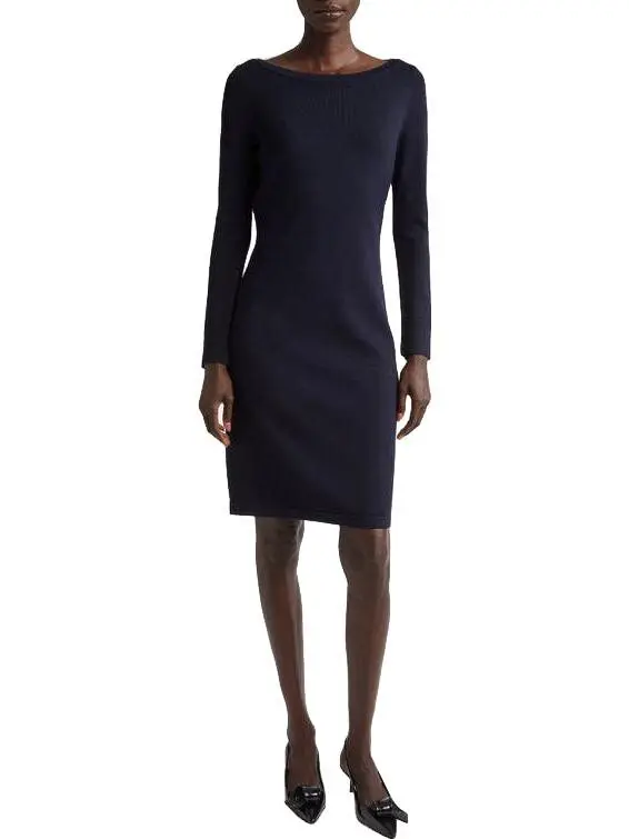 St. John Santiago Knit Long Sleeve Sweater Dress - Midnight
