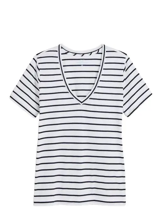 Vineyard Vines Clean Jersey V-neck T-shirt - B.stripe- White/navy