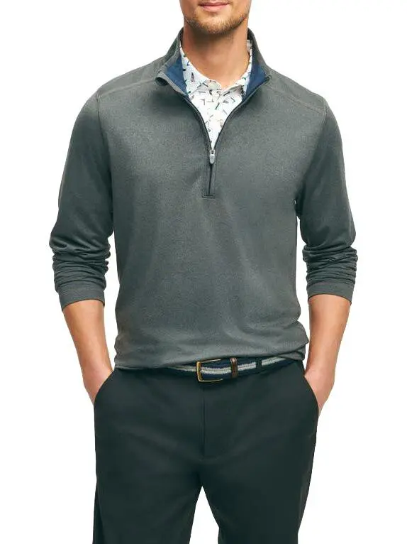 Brooks Brothers Half Zip Golf Pullover - Charcoal Heather