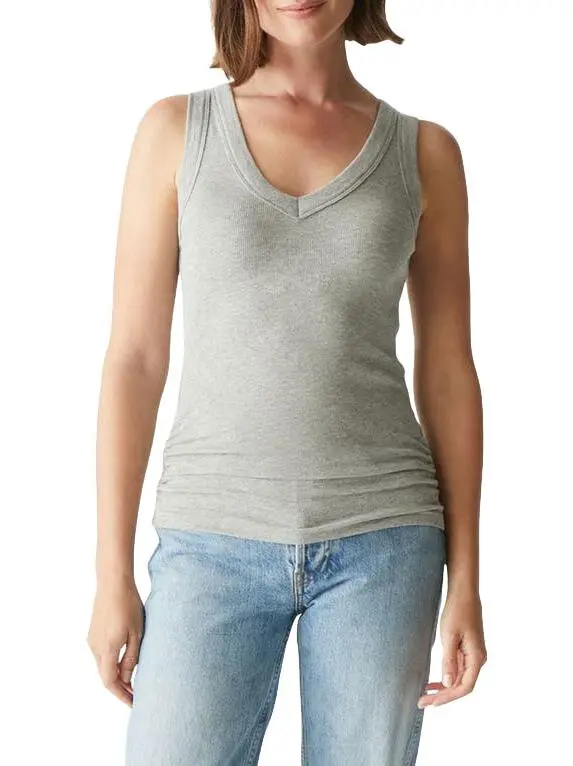 Michael Stars Blanche Side Ruched Tank - Heather Grey
