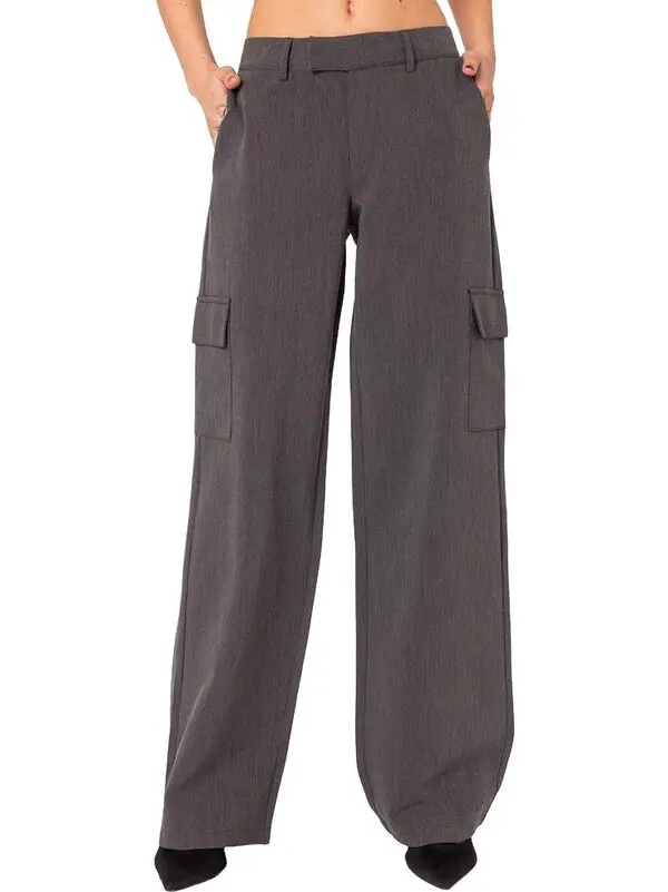EDIKTED Faith Relaxed Straight Leg Trousers - Dark-gray
