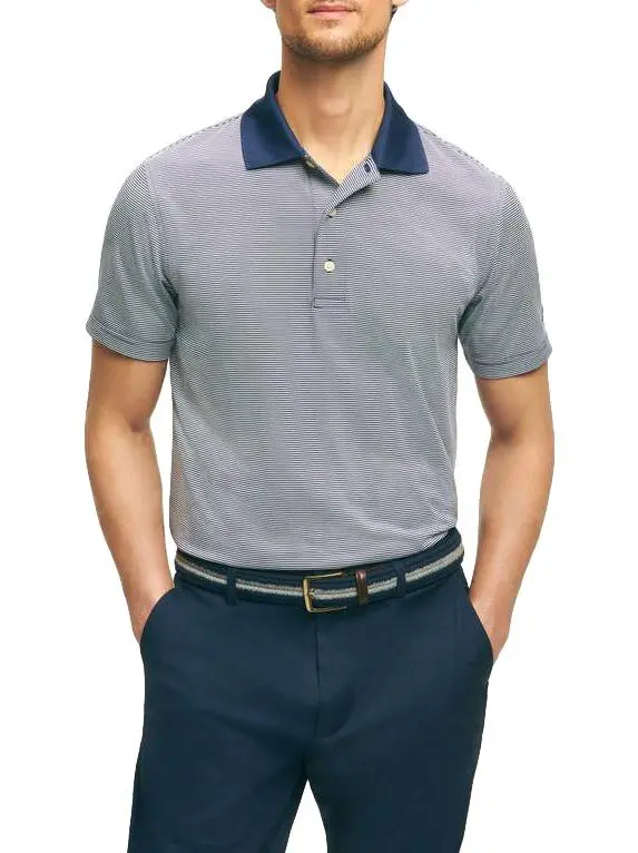 Brooks Brothers Microstripe Performance Golf Polo - Navy
