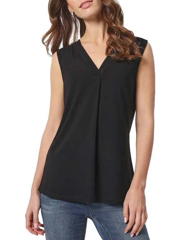Jones New York Pleated V-neck Tank - Jones Black