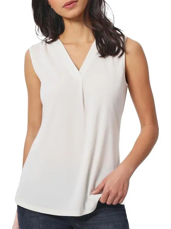 Jones New York Pleated V-neck Tank - Nyc White
