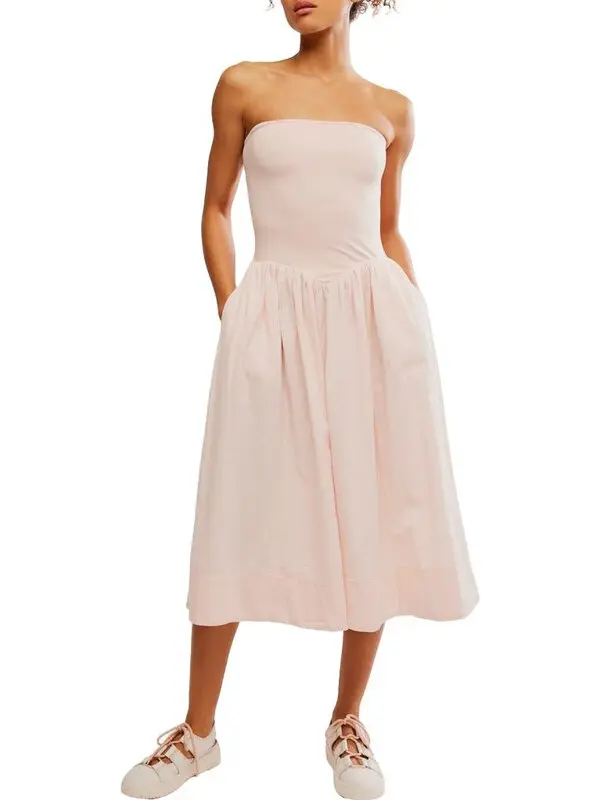 Free People Onda Strapless Midi Dress - Pink Nectar