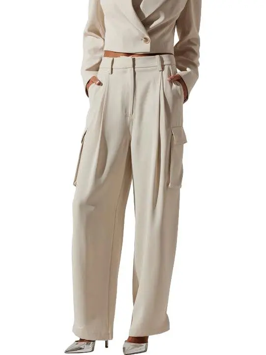 Astr The Label Denison Pleated Cargo Trousers - Bone
