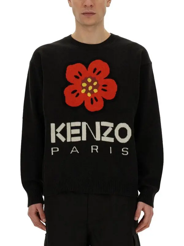Kenzo Jersey With Boke Flower Embroidery - Black