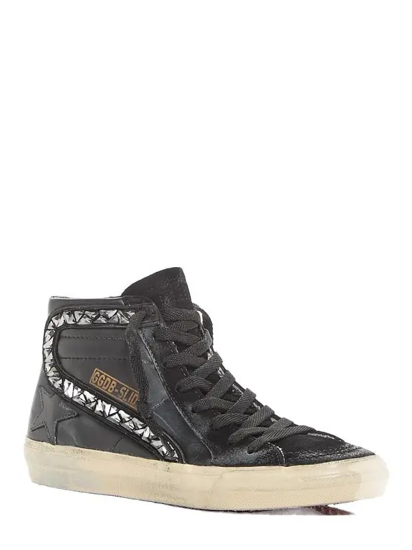 Golden Goose Slide Embellished High-top Sneakers - Black