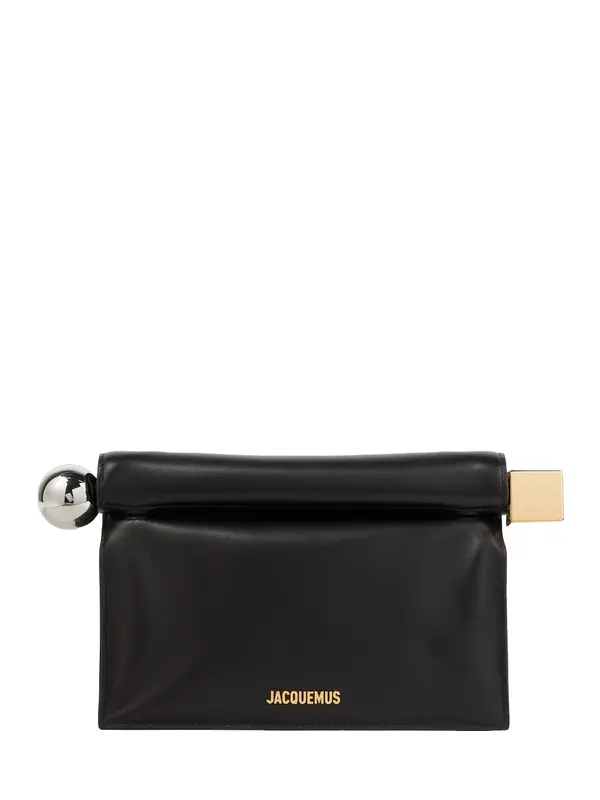 Jacquemus La Pochette Rond Carré Leather Clutch - Black